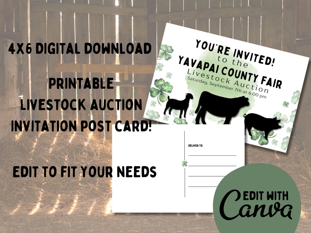 County Fair Livestock Auction Save the Date Invitation Post Card ...