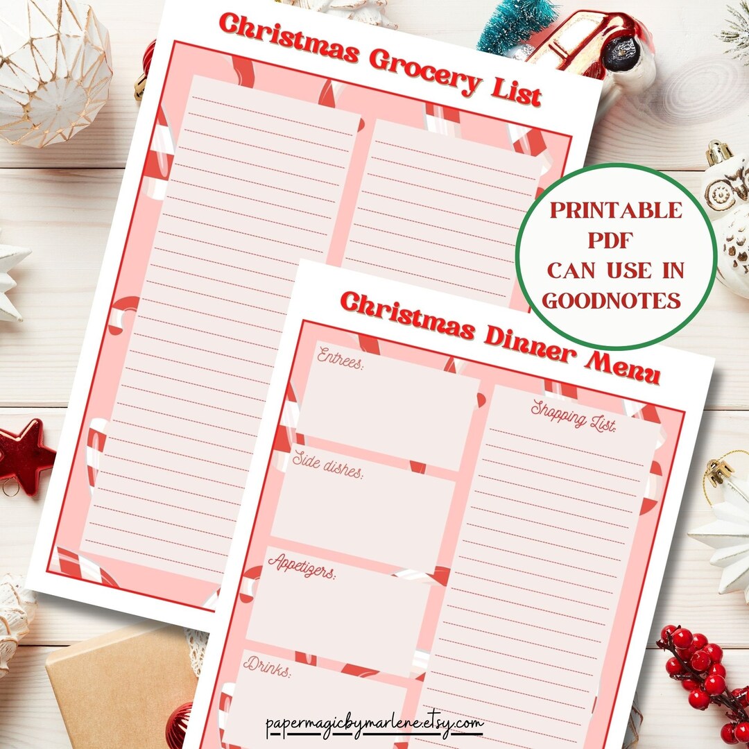Christmas Menu Printable Christmas Party Grocery List Goodnotes ...