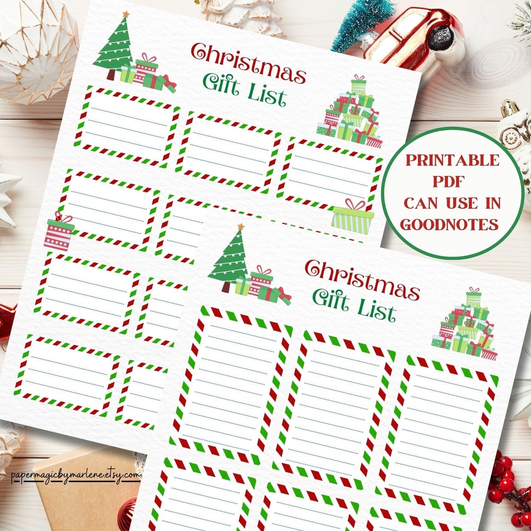 Christmas Gift List Printable Gift List Christmas Goodnotes Christmas ...