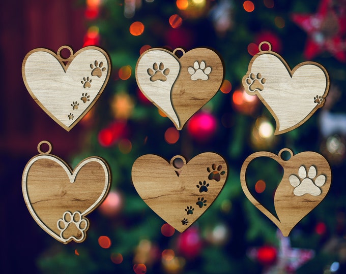 Pet Paw Christmas Tree Decoration Digital File SVG Laser Glowforge ...