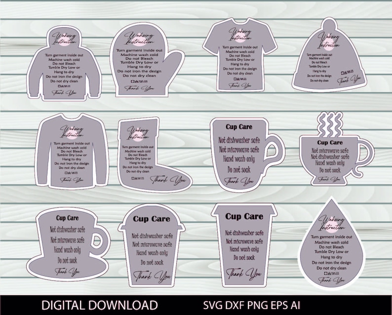 Shirt Care Card SVG Bundle Care Instruction Card Svg Cricut - Etsy