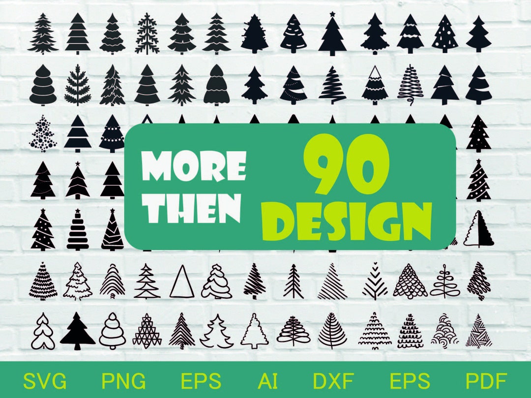 90 CHRISTMAS TREE SVG Bundle, Christmas Tree Outline, Christmas ...