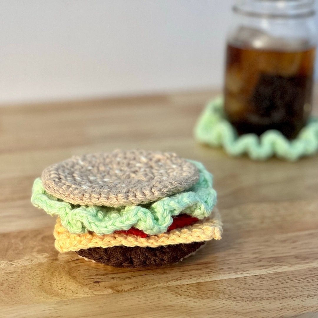 Cheeseburger Coaster Crochet Pattern - Etsy
