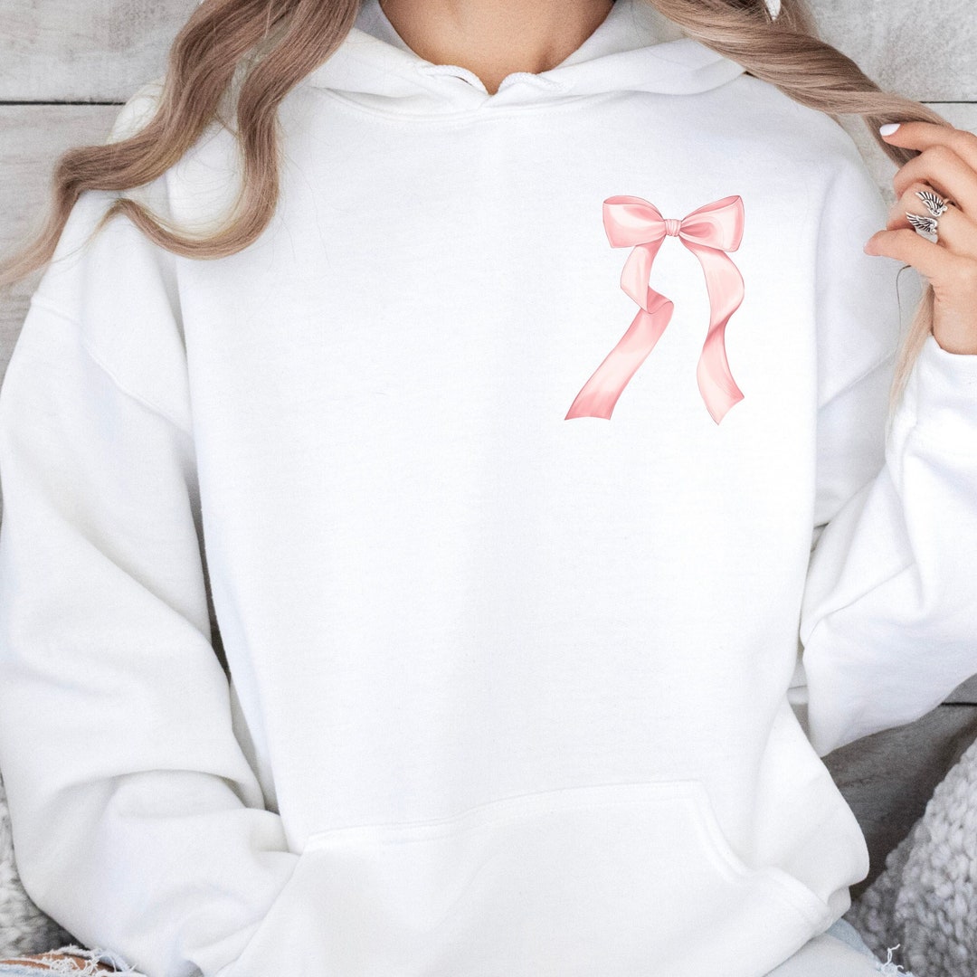 Coquette Pink Bow Hoodie, Downtown Girl, Soft Girl Aesthetic, Feminine ...