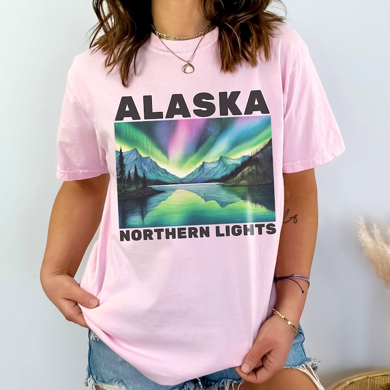 Northern Lights Alaska Tshirt, Alaska Shirt, Aurora Borealis, Alaska ...