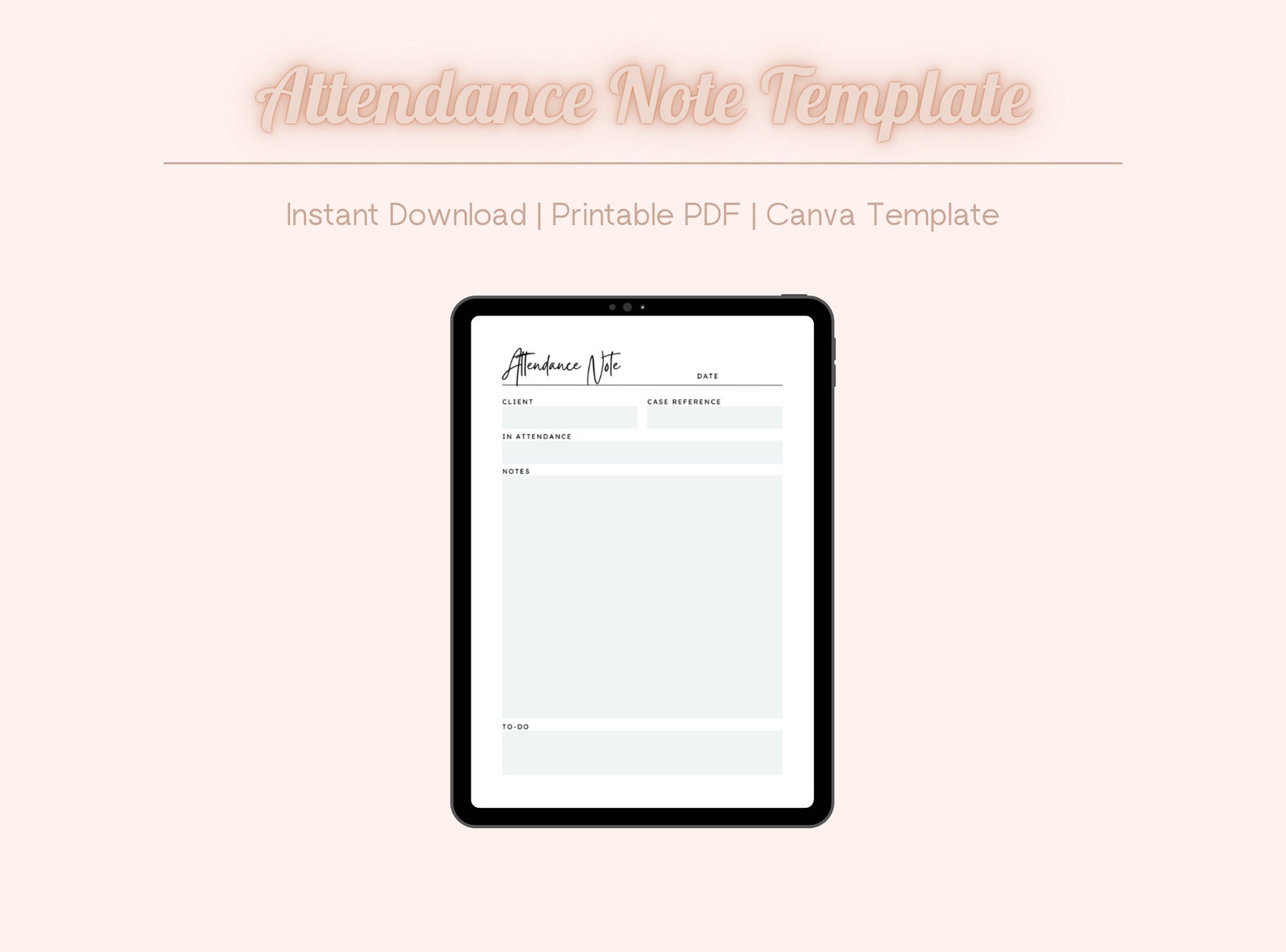 Attendance Note Template | Digital Planner for Solicitors | Paralegal ...