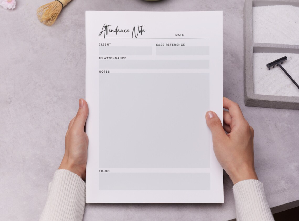 Attendance Note Template | Digital Planner for Solicitors | Paralegal ...