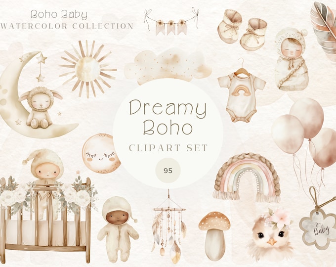 Boho Doodle Clipart - Boho Nursery Clipart - Neutral Doodles - Neutral ...