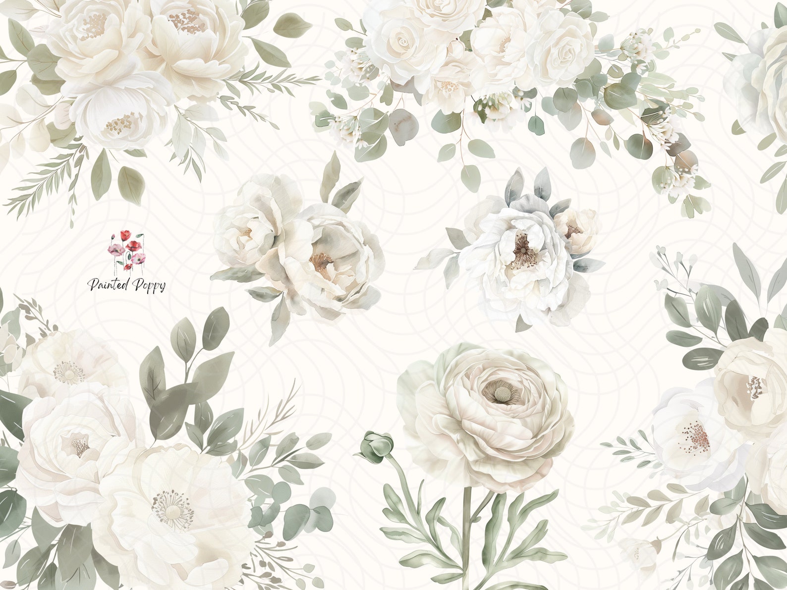 Ivory Flower Clipart | White Flowers Clipart | Wedding Flowers ...