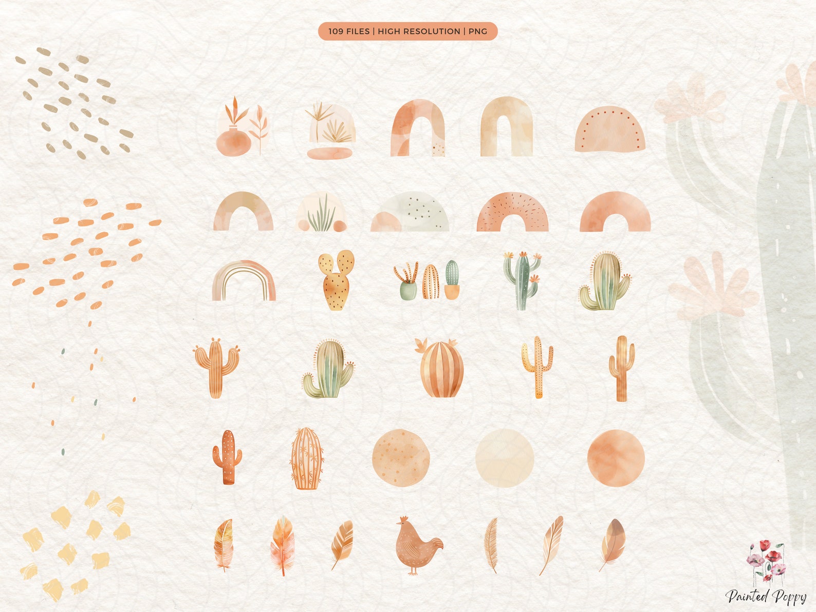 Terracotta Doodles Boho Clipart | Doodle Clipart | Boho | Watercolor ...