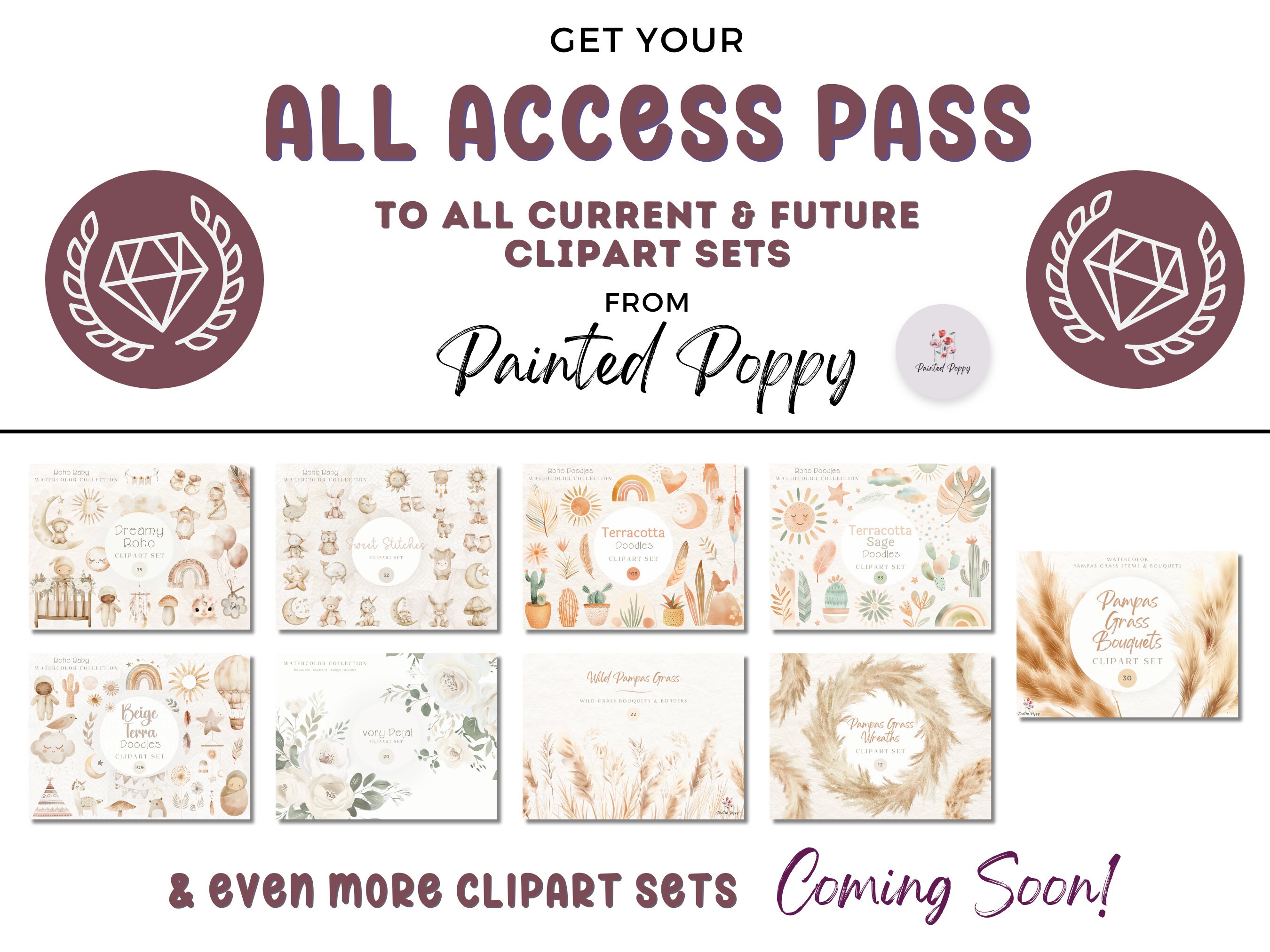 Terracotta Doodles Boho Clipart Doodle Clipart Boho Watercolor Clipart ...