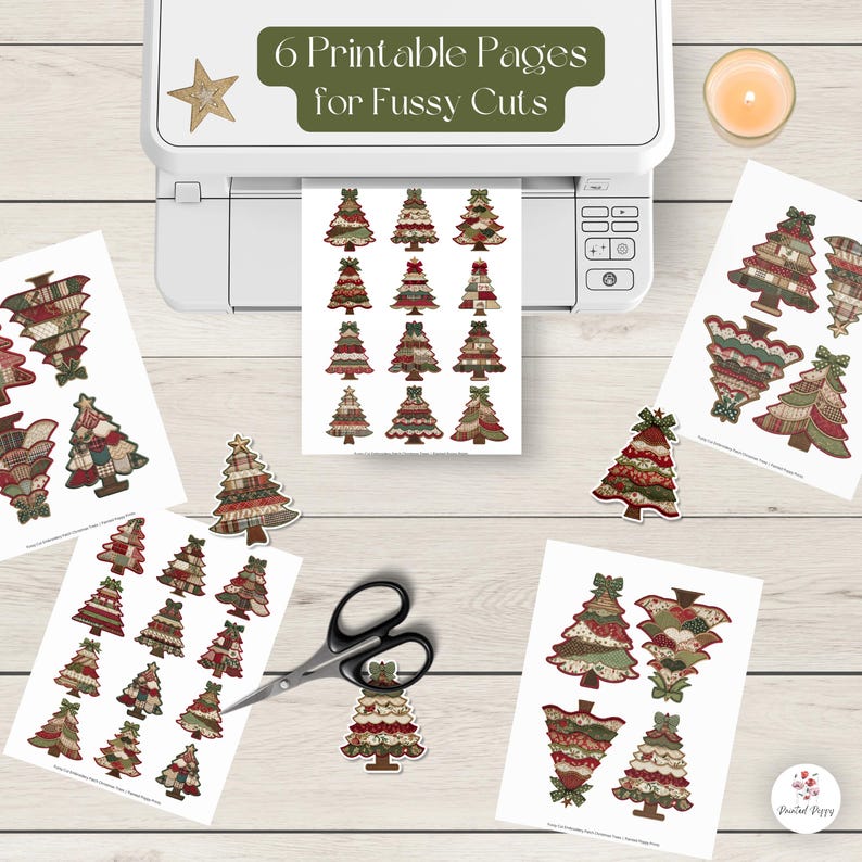 Vintage Christmas Tree Embroidery Patch Clipart | 20 PNG Graphics ...