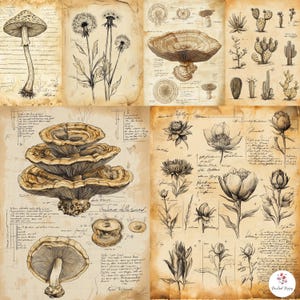 Botanist Field Journal Art Pages | Botanical Scrapbooking Papers ...
