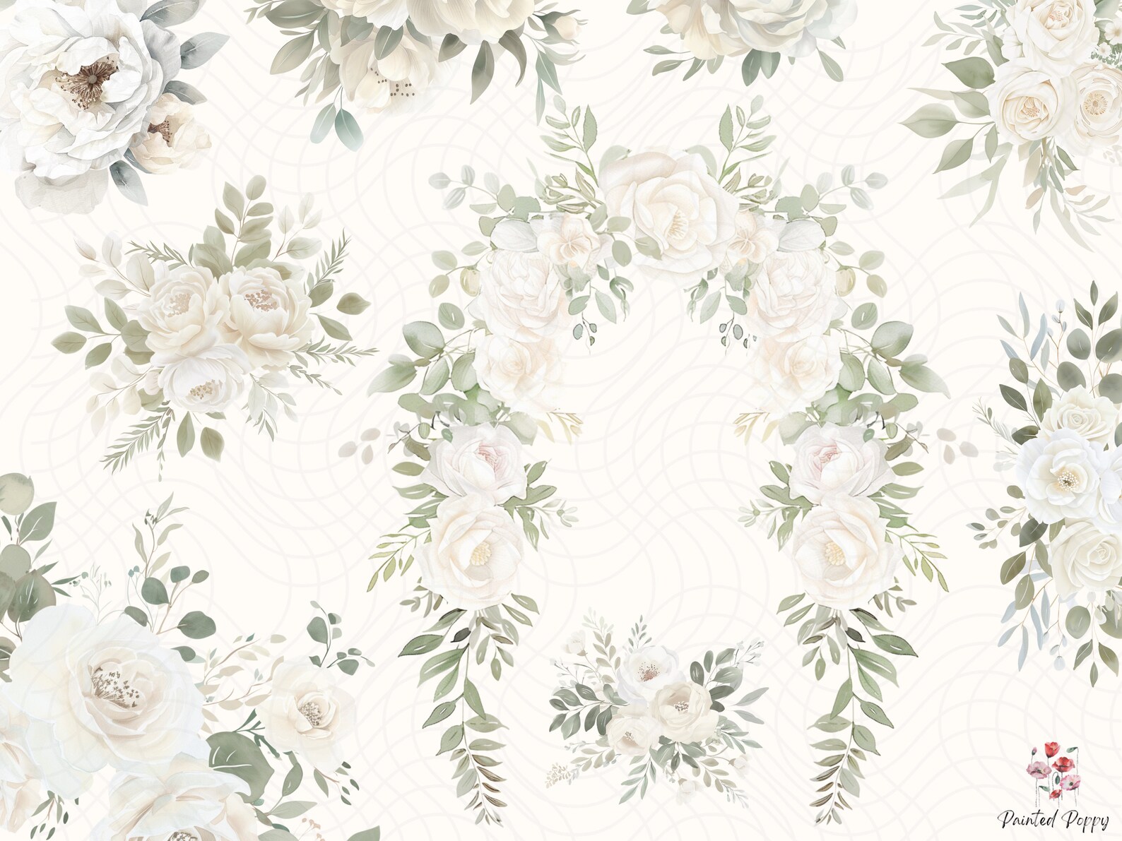Ivory Flower Clipart Set | Peony & Ranunculus Wedding Graphics (digital ...