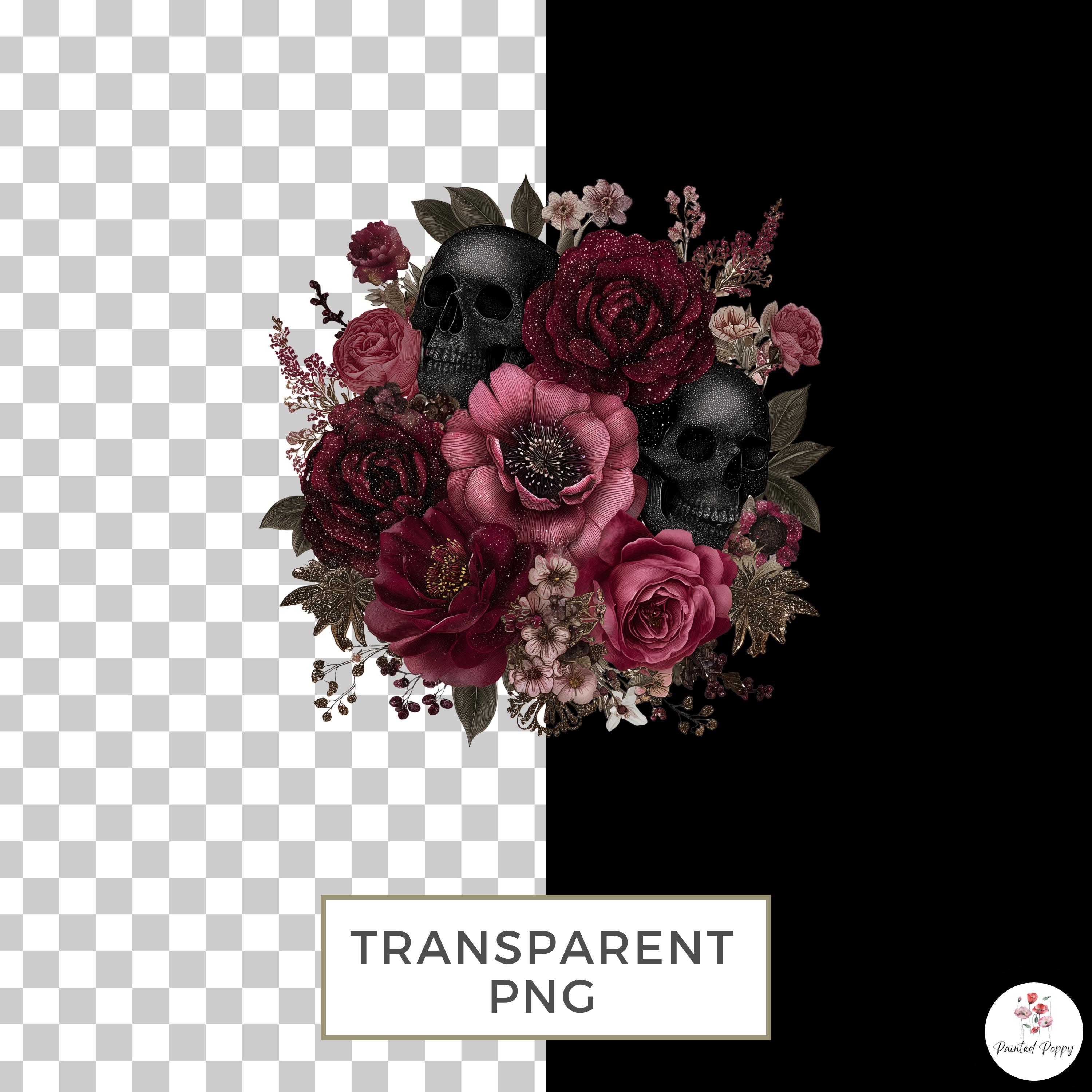 Vintage Gothic Floral Clipart | Dark Romance PNG Designs (digital ...