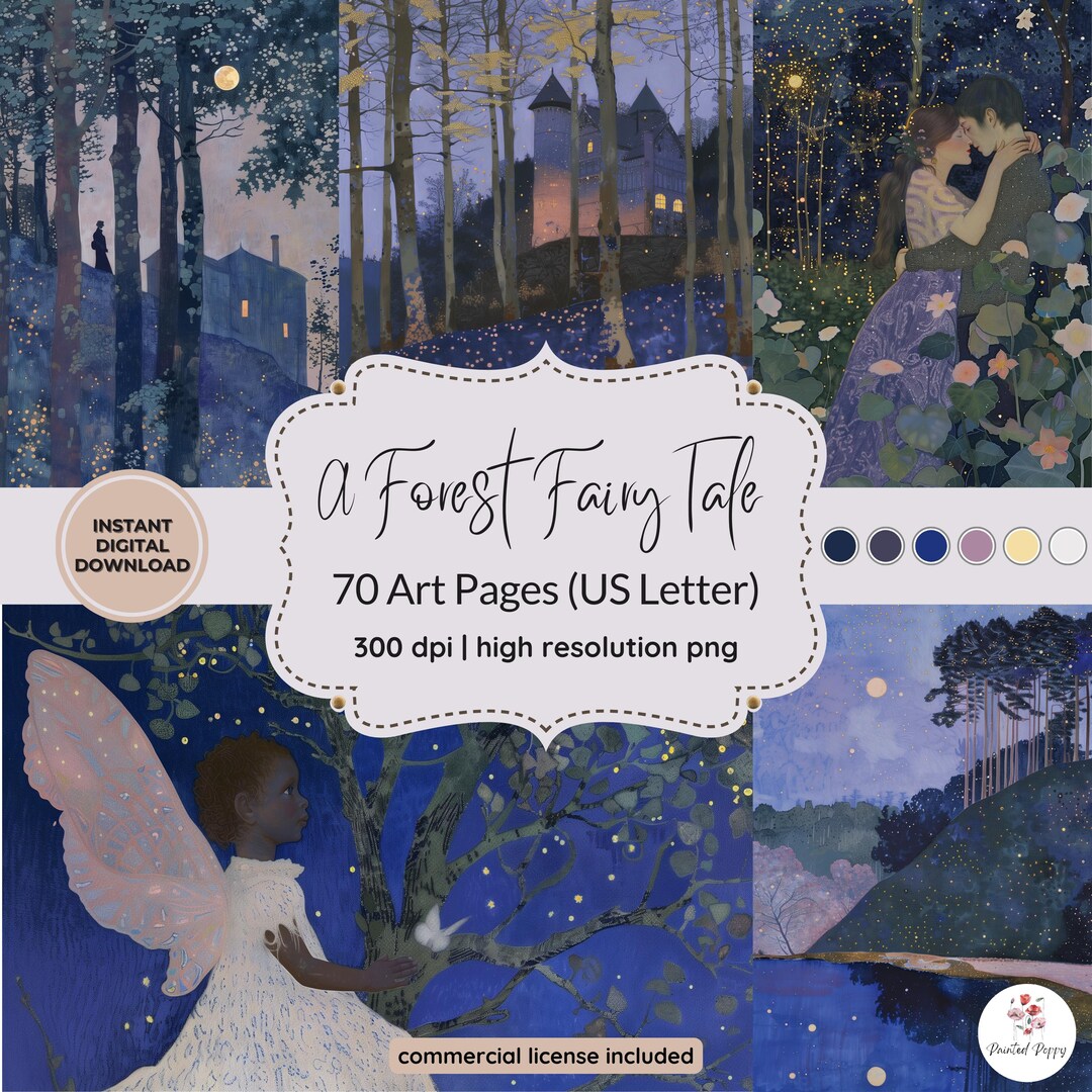 Forest Fairy Tale Art Papers | Vintage Storybook Illustrations (digital ...