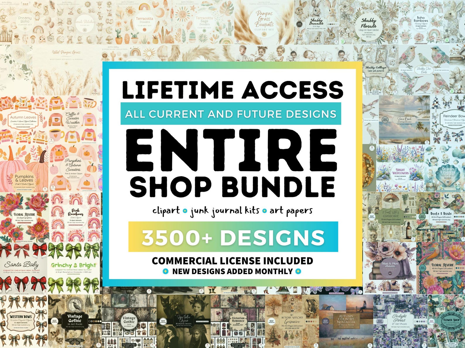 Shabby Chic Sea Birds Clipart | Vintage Floral Collage (PNG & PDF) - Etsy