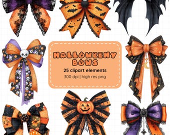 Spooky Halloween Coquette Bow PNG Bundle, Trendy Chic Gothic Designs ...