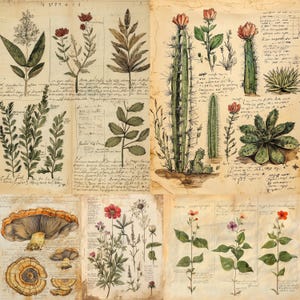 Botanist Field Journal Art Pages | Botanical Scrapbooking Papers ...
