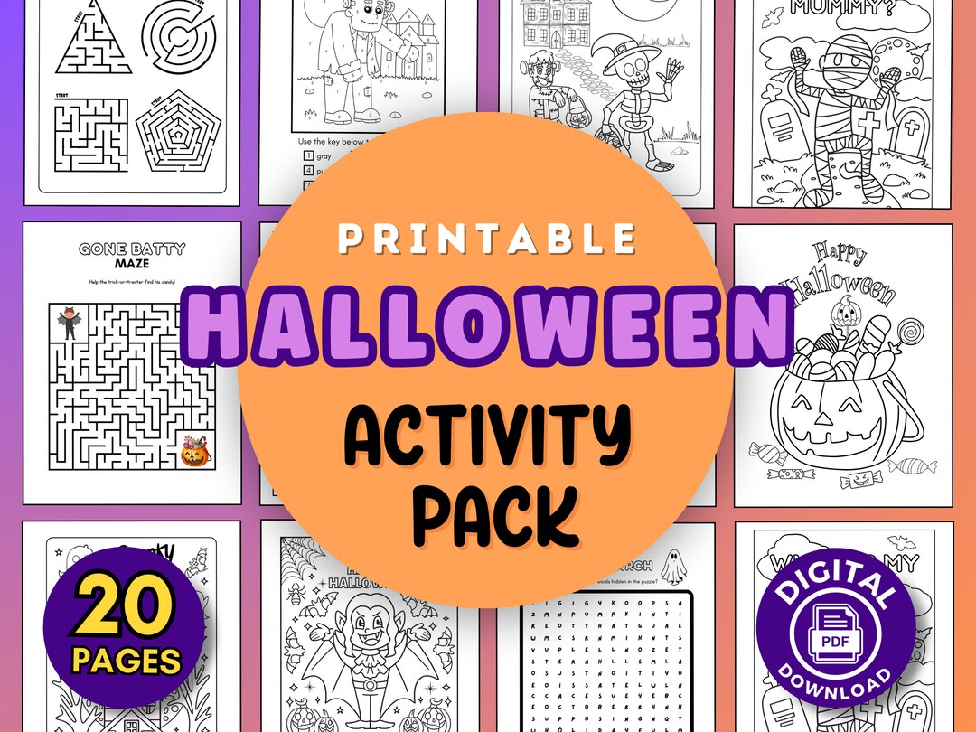 Printable Halloween Activity Book for Kids Cute Halloween - Etsy