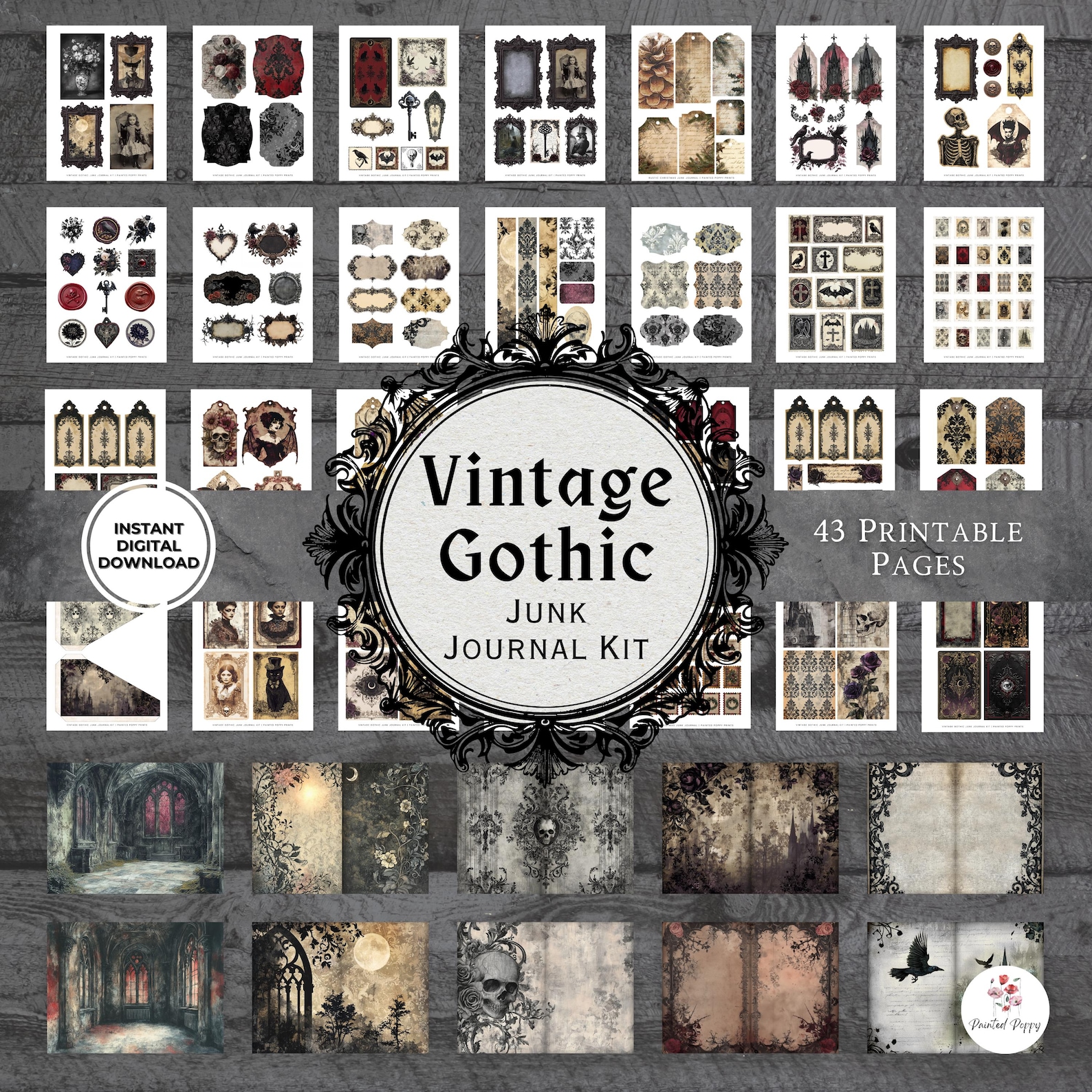 Vintage Gothic Junk Journal Kit | Victorian Ephemera (PDF & JPG) - Etsy