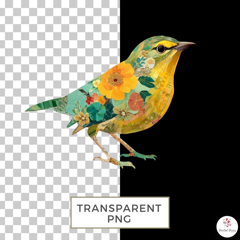 Bright Birds Clipart | Mixed Media Collage Art | Bird Collage Art ...