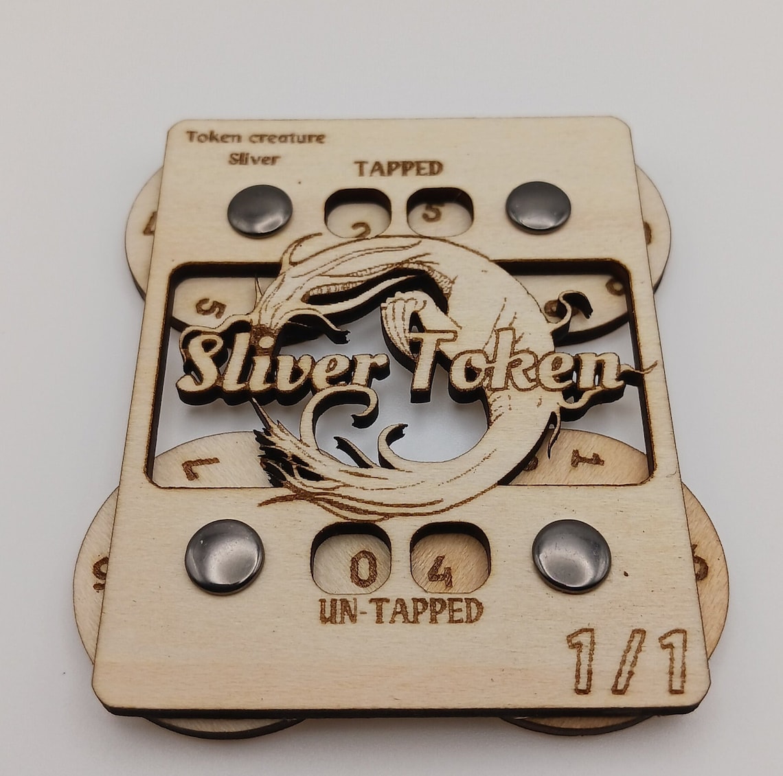 Dual 0-99 Sliver Token Counter Mtg Wood Proxy, Counts Tapped and Un ...