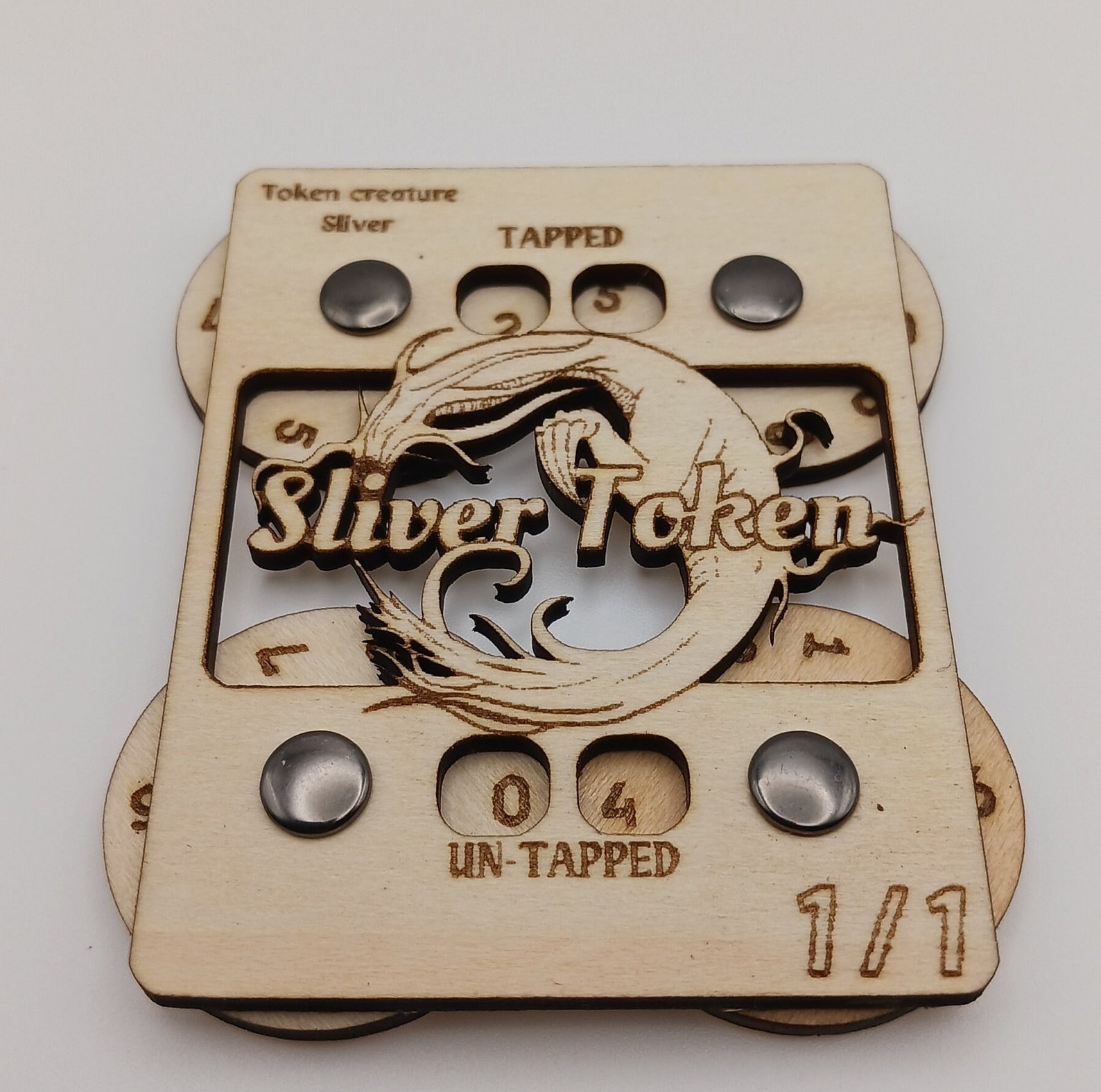 Dual 0-99 Sliver Token Counter Mtg Wood Proxy, Counts Tapped and Un ...