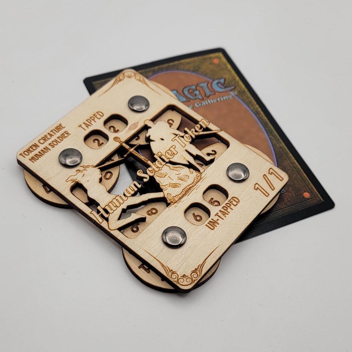 Dual 0-99 Human Soldier Token Counter Mtg Wood Proxy - Counts Tapped ...