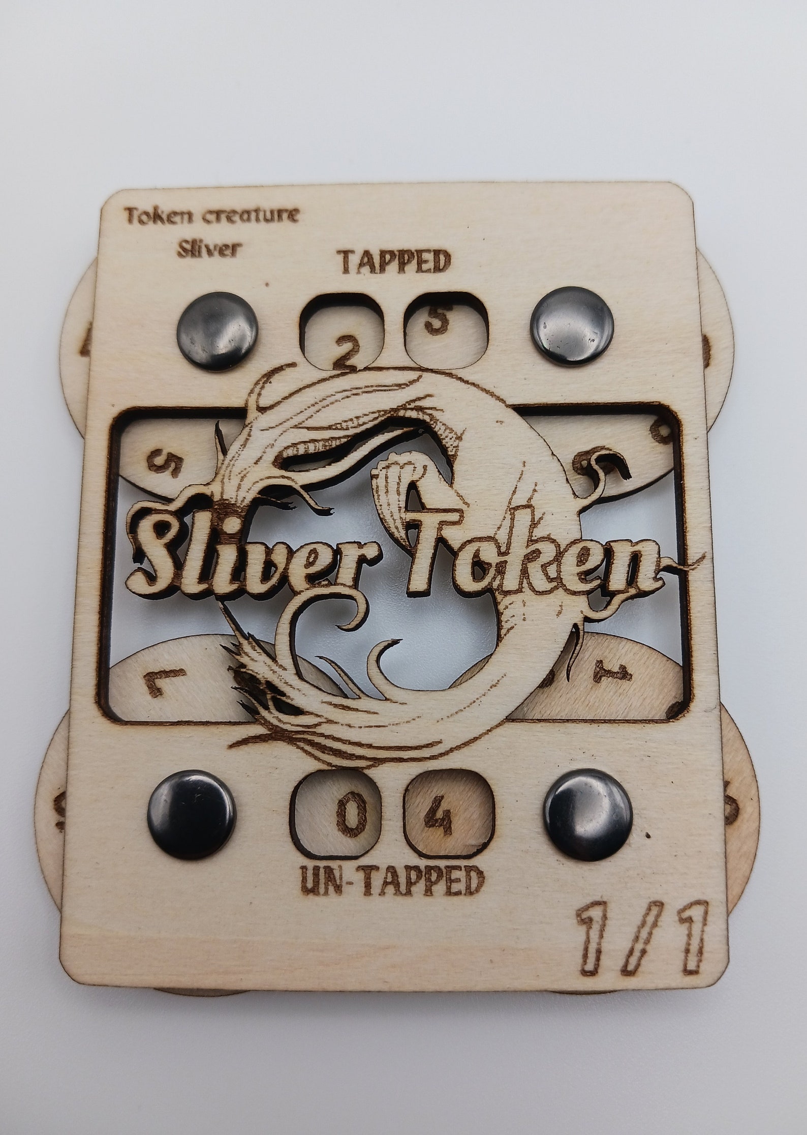 Dual 0-99 Sliver Token Counter Mtg Wood Proxy, Counts Tapped and Un ...