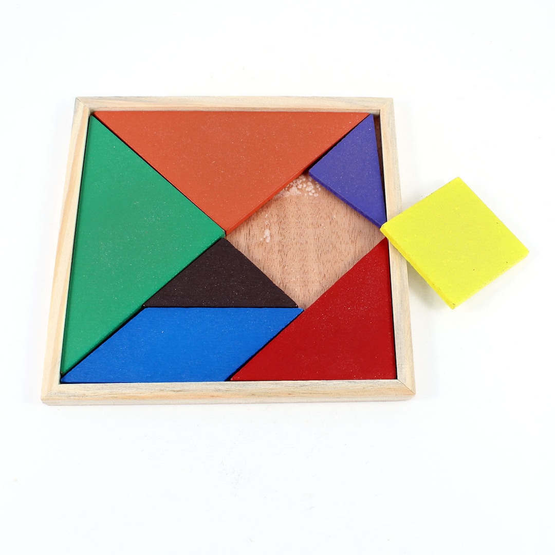 Children Kids Educational Tangram Shape Wooden Puzzle Toy geometry ...