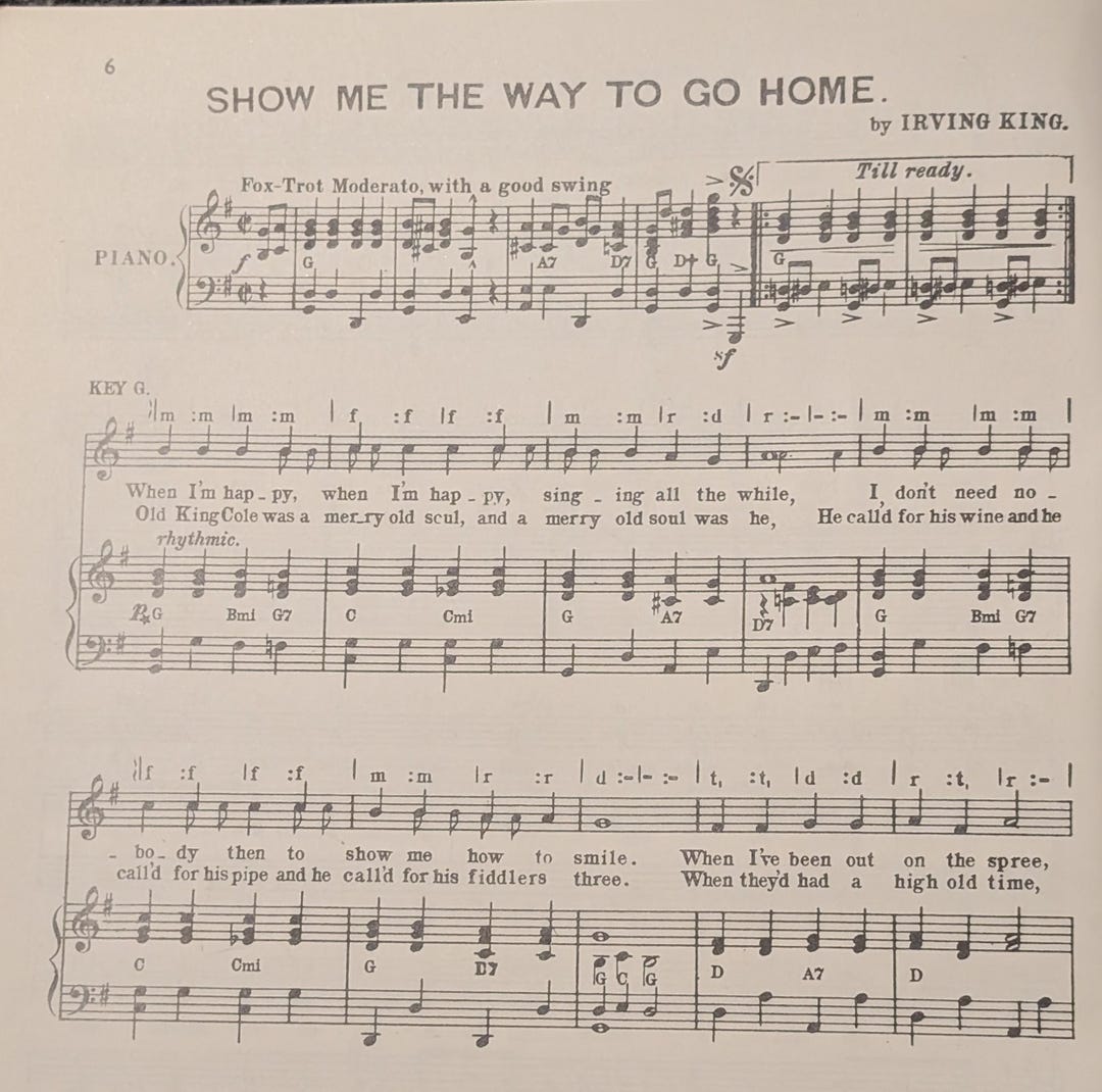 Show Me the Way to Go Home - Irving King Piano Vocal Digital Sheet ...