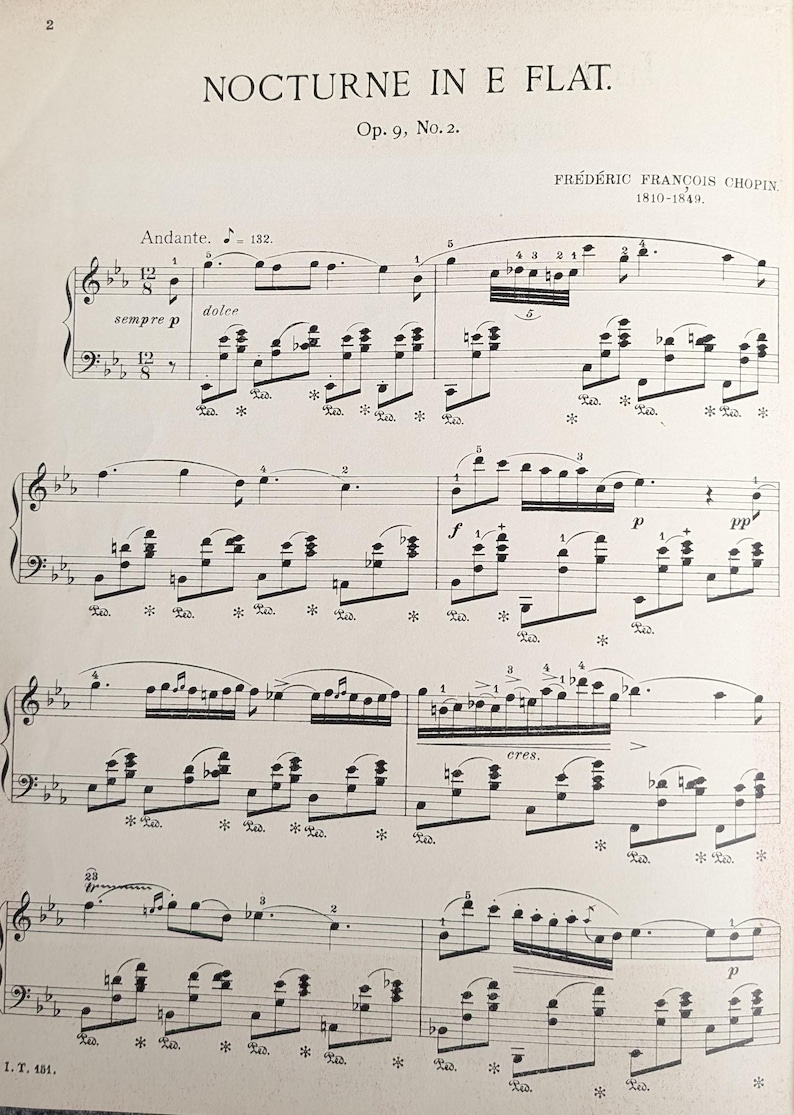 Nocturne in E Flat - Chopin. Digital Sheet Music Download. Intermediate ...