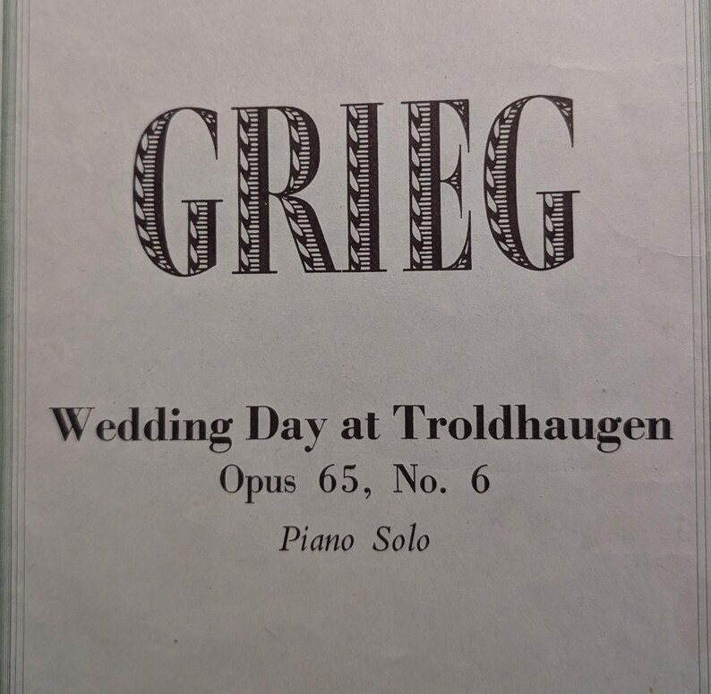 Grieg Wedding Day at Troldhaugen for Piano Opus 65 No 6 PDF Digital ...