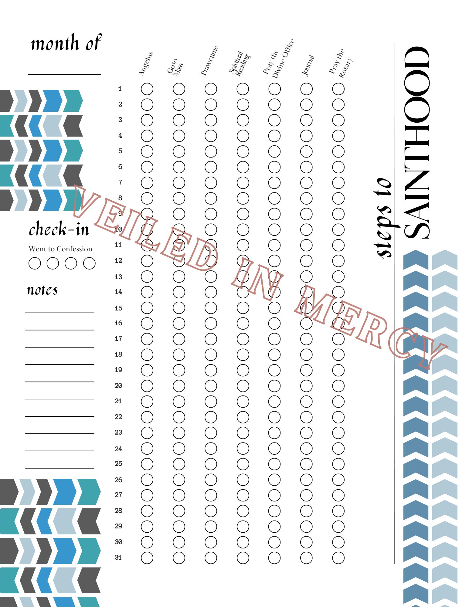 Steps to Sainthood - Digital Download Catholic Monthly Habit Tracker ...