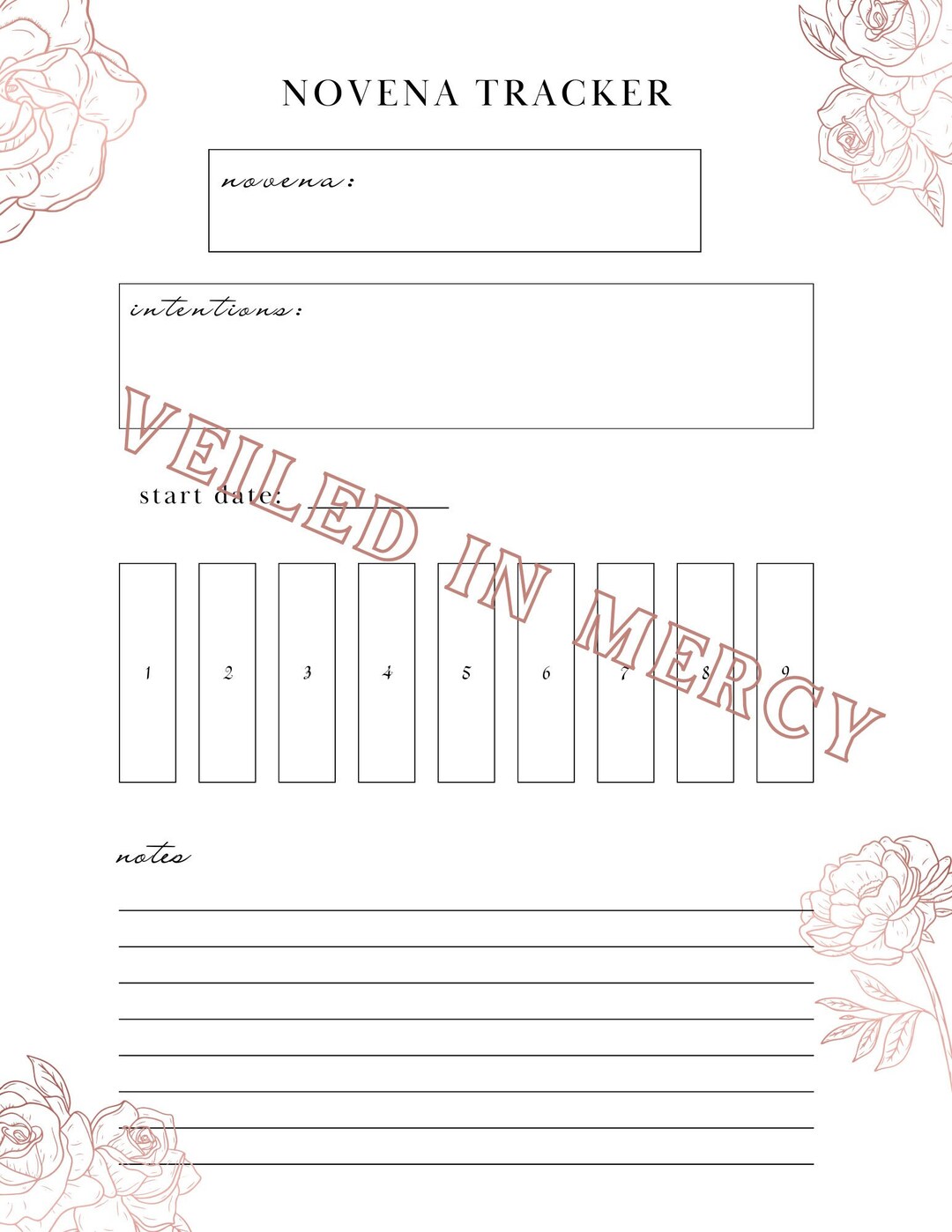 Novena Tracker - Digital Download - Habit Tracker - Catholic Prayer ...