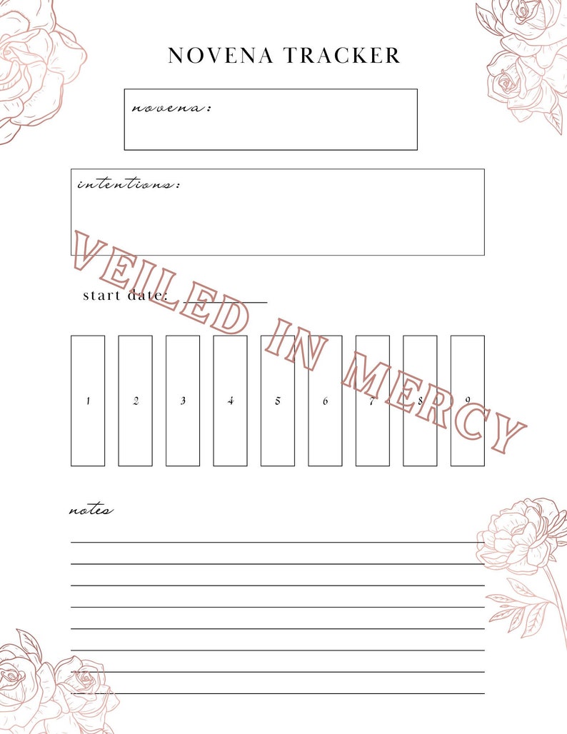 Novena Tracker - Digital Download - Habit Tracker - Catholic Prayer ...