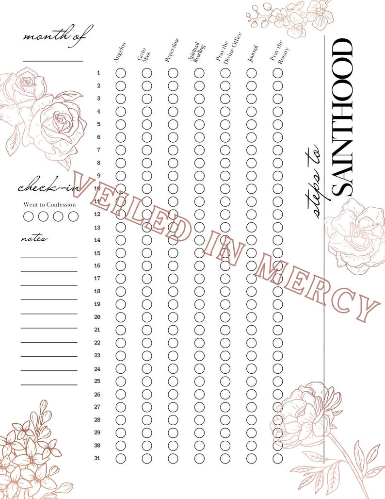Steps to Sainthood - Digital Download Catholic Monthly Habit Tracker ...