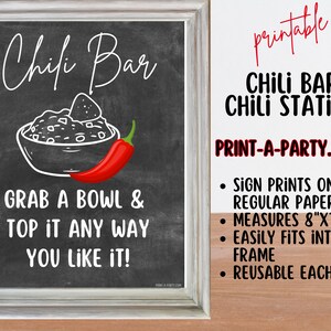 CHILI Bar Chili Station Chalkboard Fall Winter Party Idea Party Food ...
