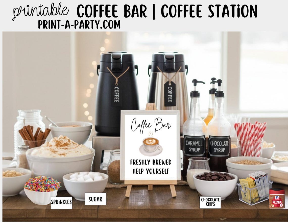 Coffee Bar Sign (8x10) + Toppings Tent Cards Printable Party Decor ...