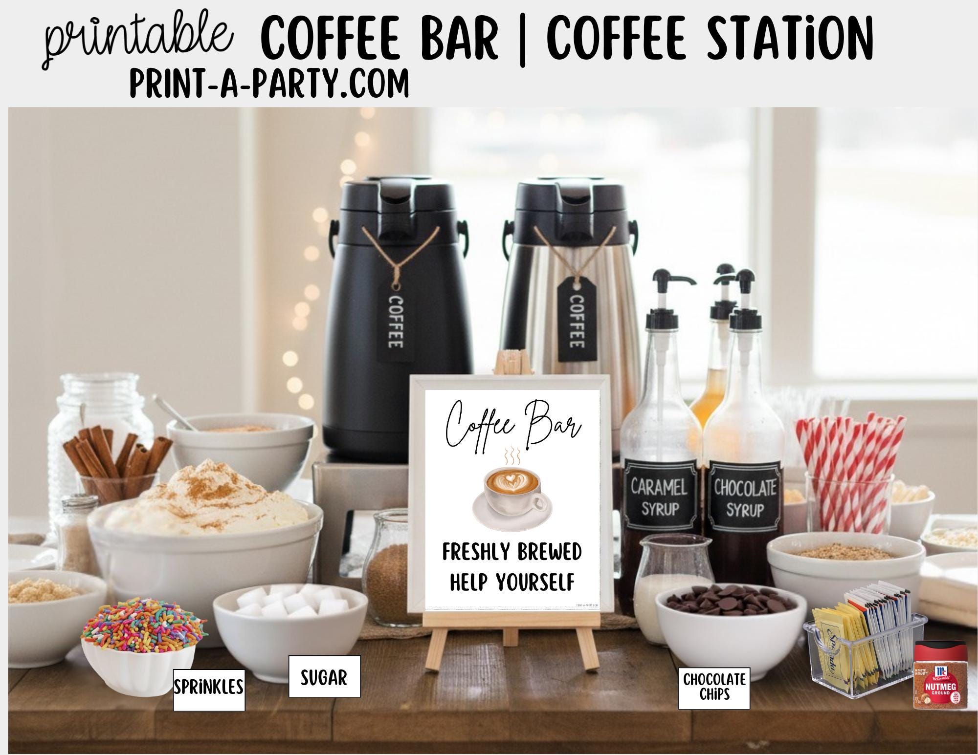 Coffee Bar Sign (8x10) + Toppings Tent Cards Printable Party Decor ...