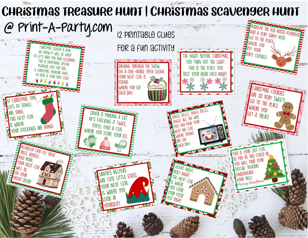 CHRISTMAS TREASURE HUNT Christmas Gift Scavenger Hunt - Etsy