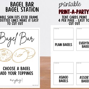 Printable BAGEL BAR Sign and Toppings Labels – Brunch Decor for Bridal ...