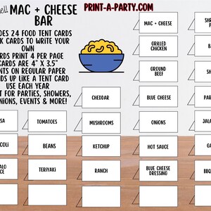 MAC + CHEESE Bar - EDITABLE | Mac + Cheese Station - White | Macaroni ...
