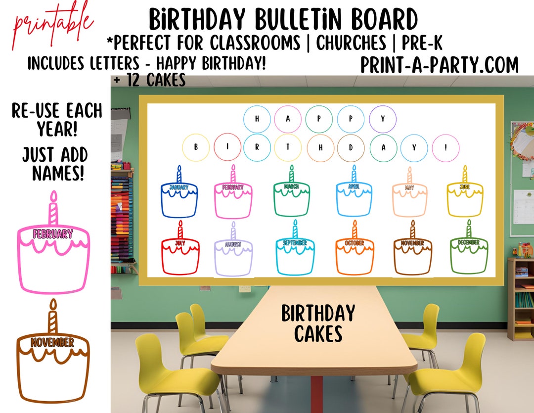 BACK TO SCHOOL: Birthday Bulletin Board Display for Classroom ...