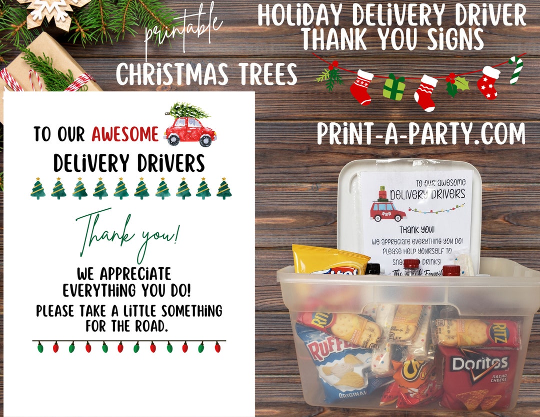 Delivery Driver Thank You Appreciation Snack & Drink Sign UPS Fed Ex ...