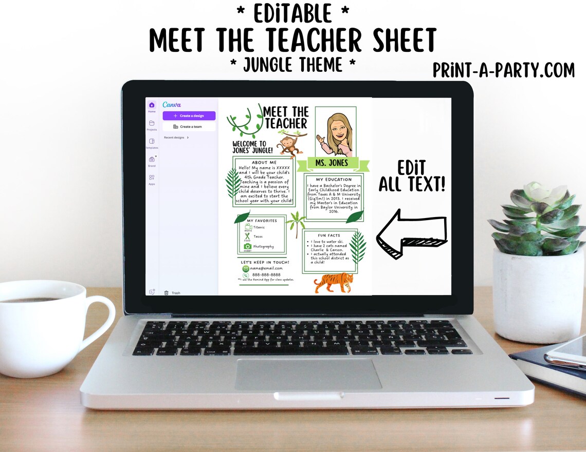 BACK to SCHOOL: Editable Meet the Teacher Template - Jungle Theme | All ...