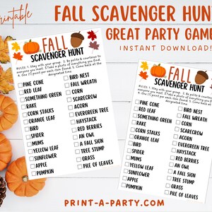 Fall Scavenger Hunt Printable | Fall Party Game | Classroom Games | Kid ...