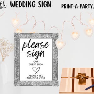 Editable Wedding Sign GUEST BOOK Sign – Printable Canva Template ...