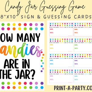 Candy Jar Guessing Game | How Many Candies in Jar Includes Sign and ...